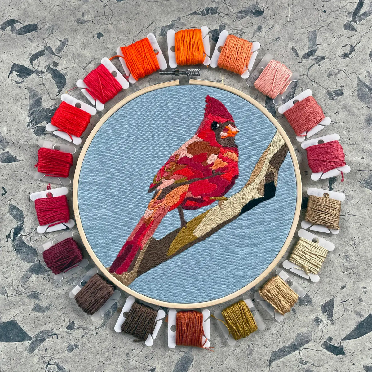 DIY Embroidery & Beadwork Kit, Cardinal 8" – Indio